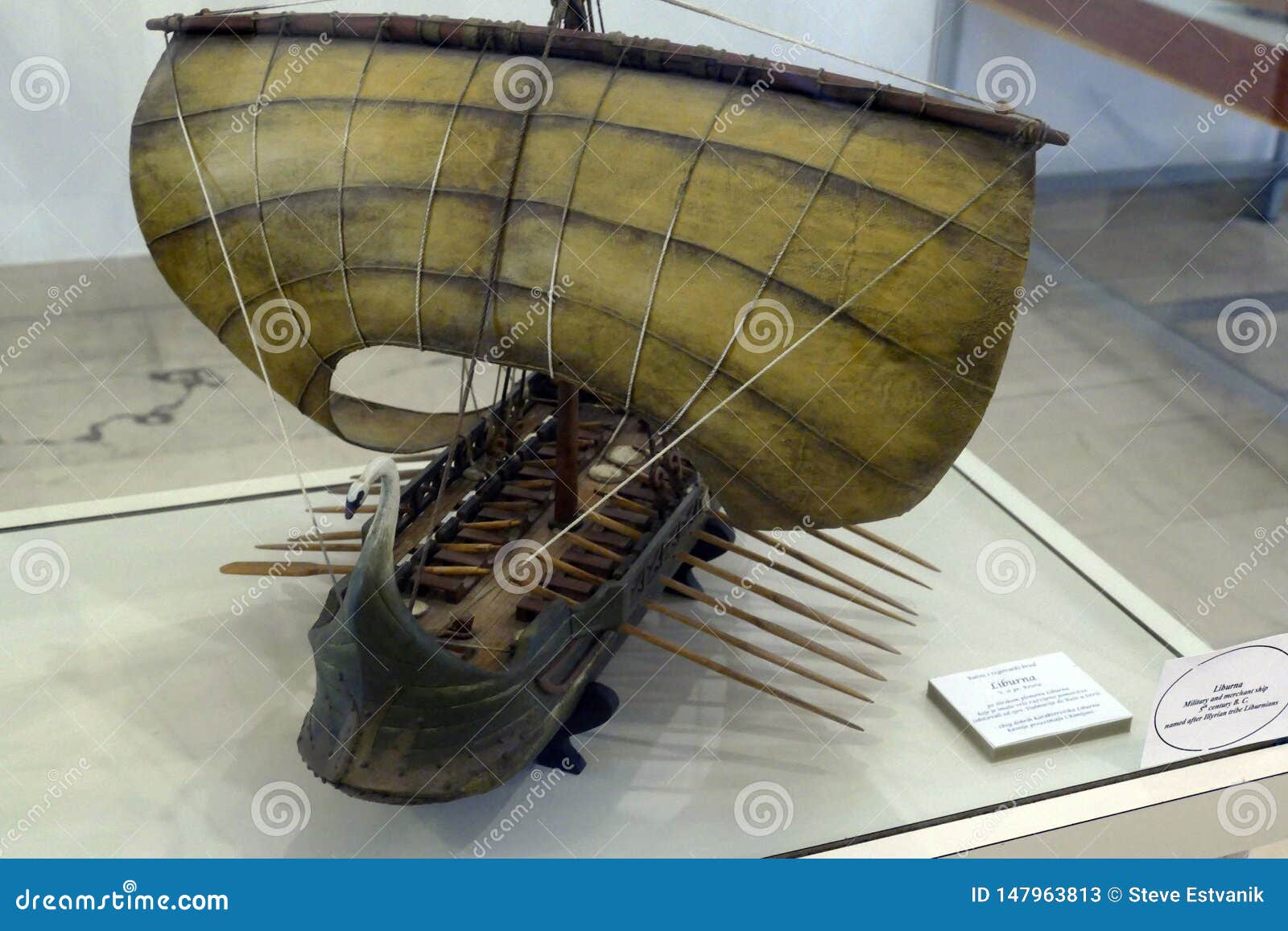 Model of a Roman bireme editorial stock photo. Image of sailing - 147963813