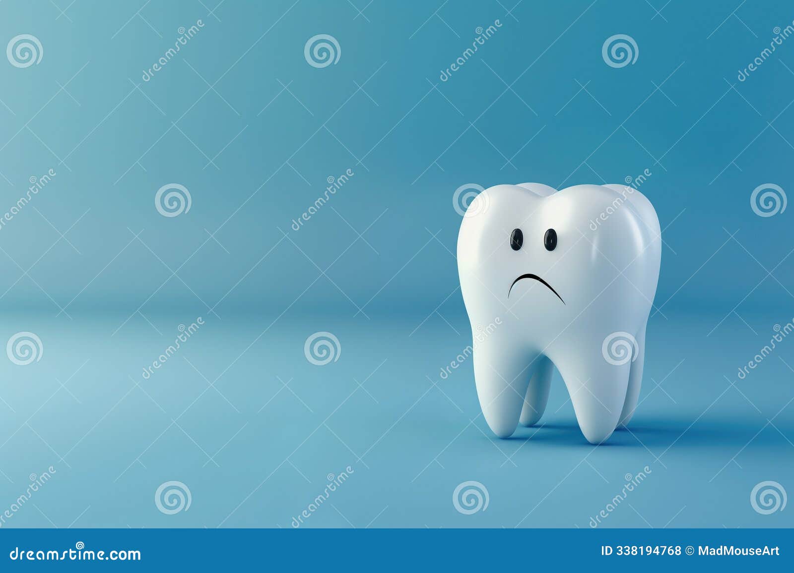 Model of a Sad Tooth on a Blue Background. Concept about Toothache ...