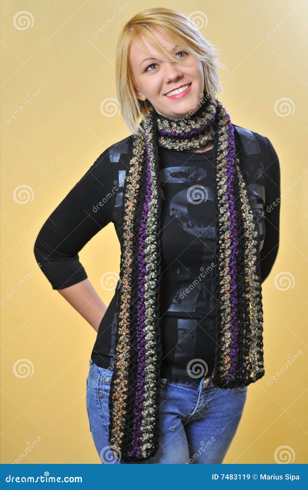 Model with Scarf stock image. Image of studio, pretty - 7483119