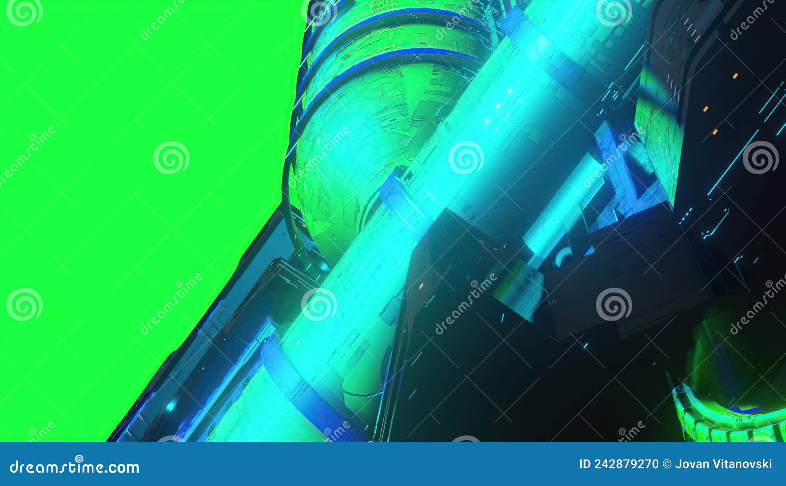 Model of Sci-fi City on Green Screen Stock Illustration - Illustration ...
