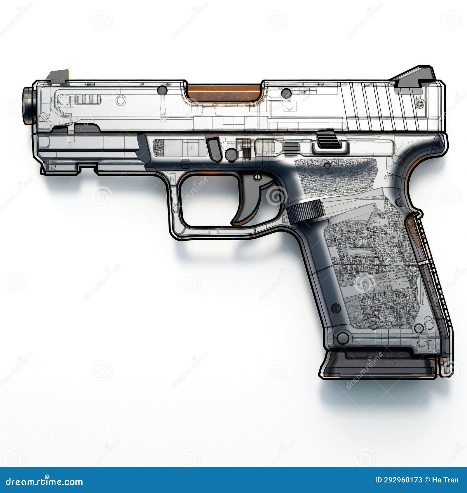 Model of a Semi-automatic Pistol on a White Background Stock ...