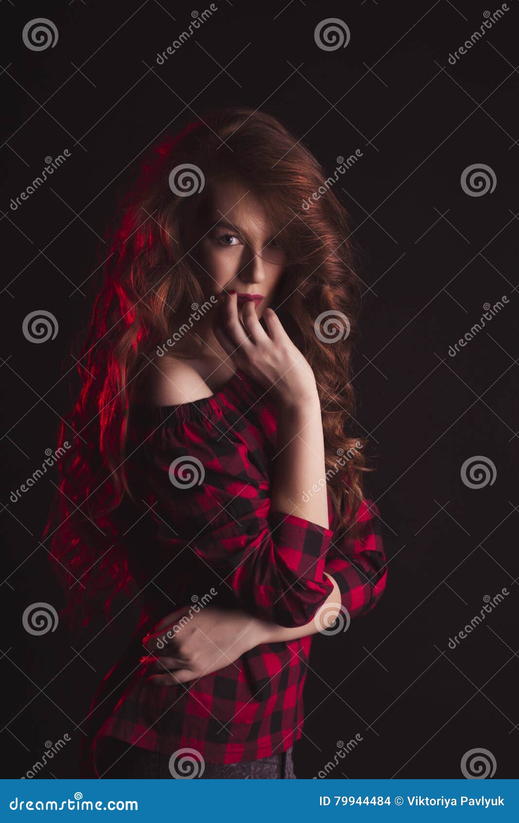 Model with Shadow on Her Face and Red Light Stock Photo - Image of face ...