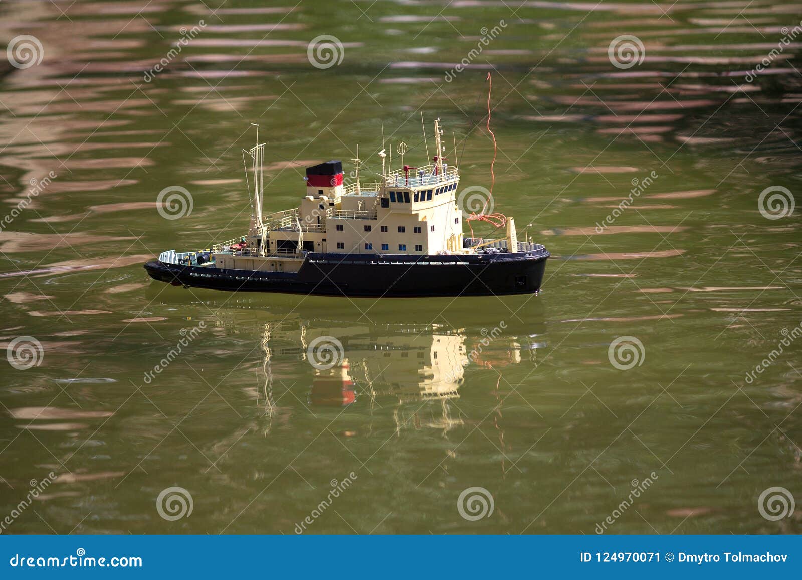 Model of the Ship is Swimming in the Pool Stock Image - Image of large ...