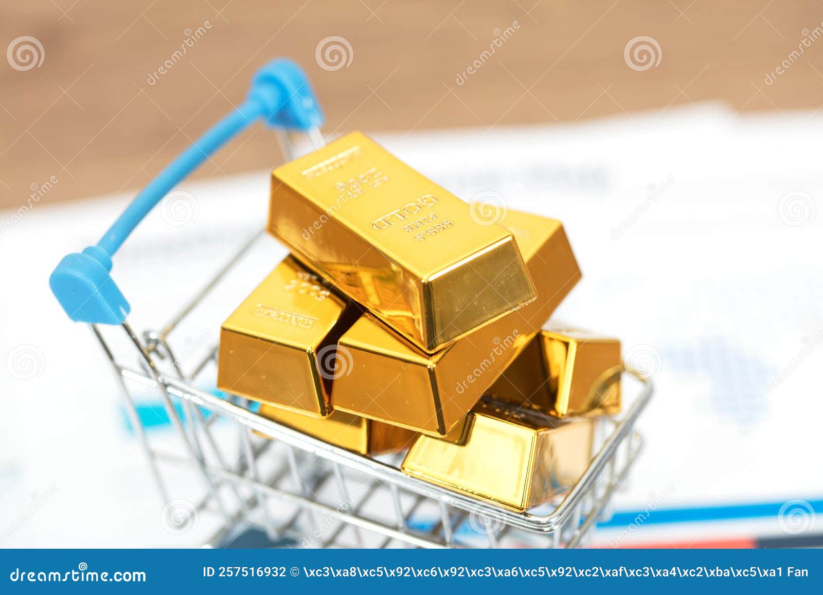 Model Shopping Cart Filled with Gold Bars Stock Photo - Image of value ...