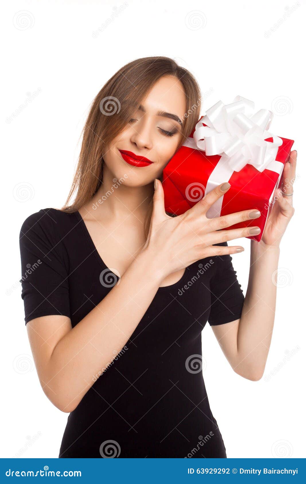 Model Showing Box with Surprise Stock Photo - Image of white, gift ...