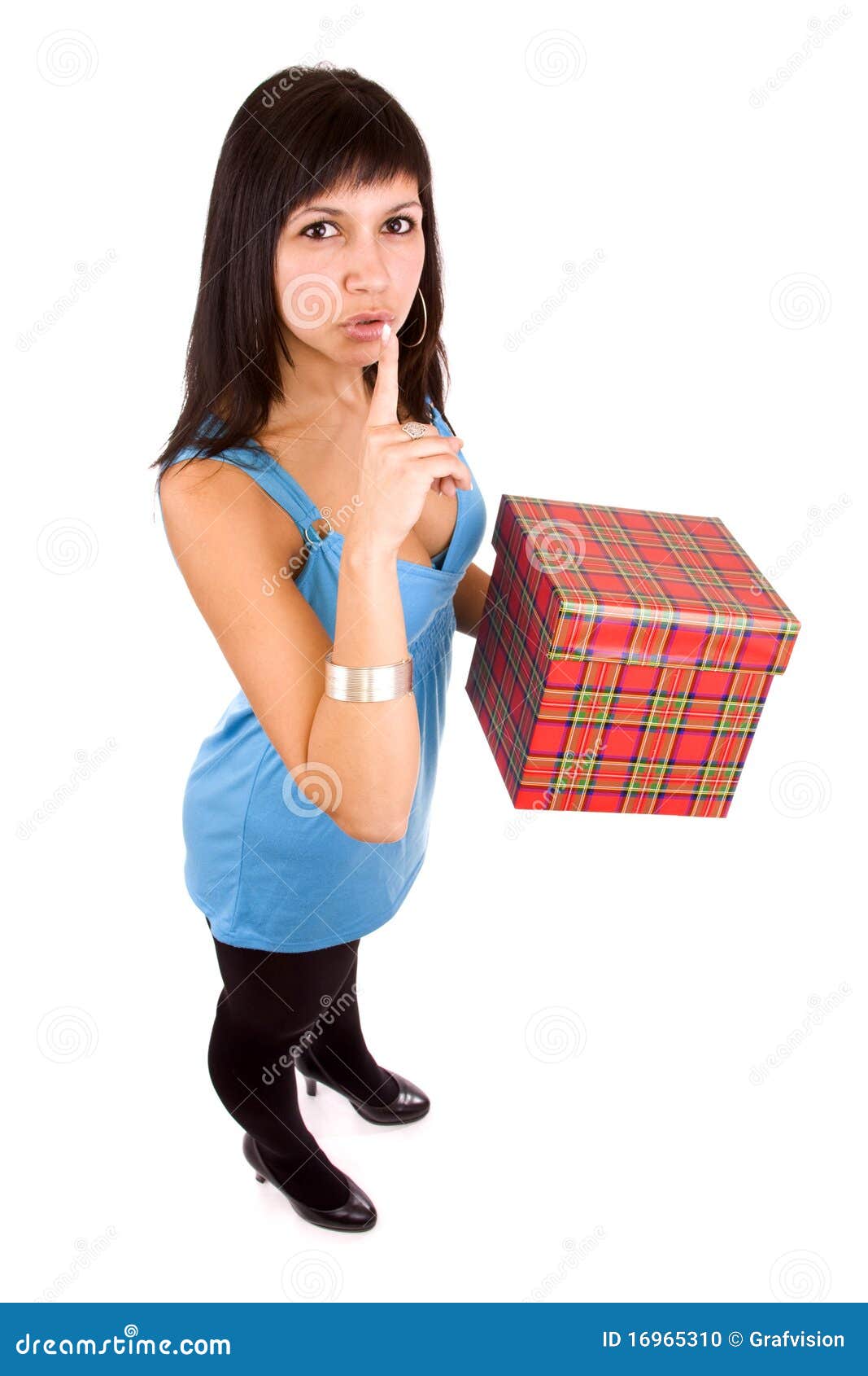 Model Showing a Secret Gift Box Stock Photo - Image of funny, humor ...