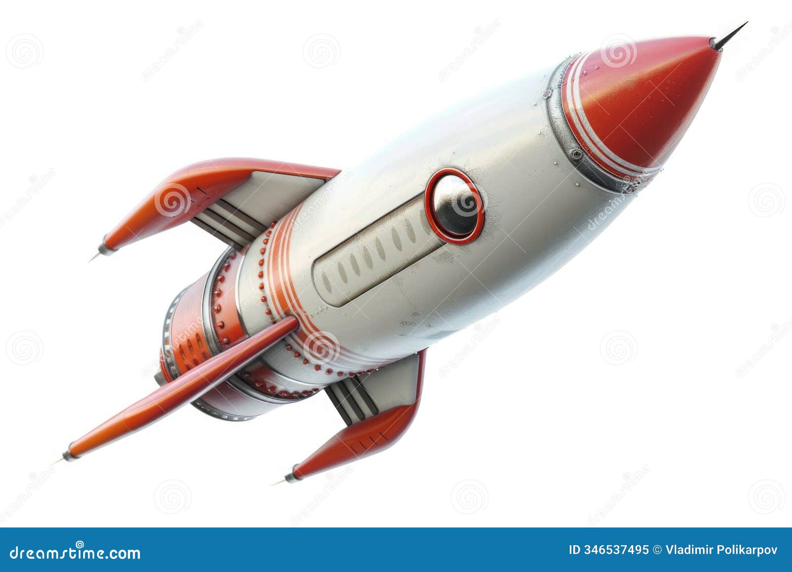 Model of a Silver and Red Rocket Ship on Display, Great for Sci-fi ...