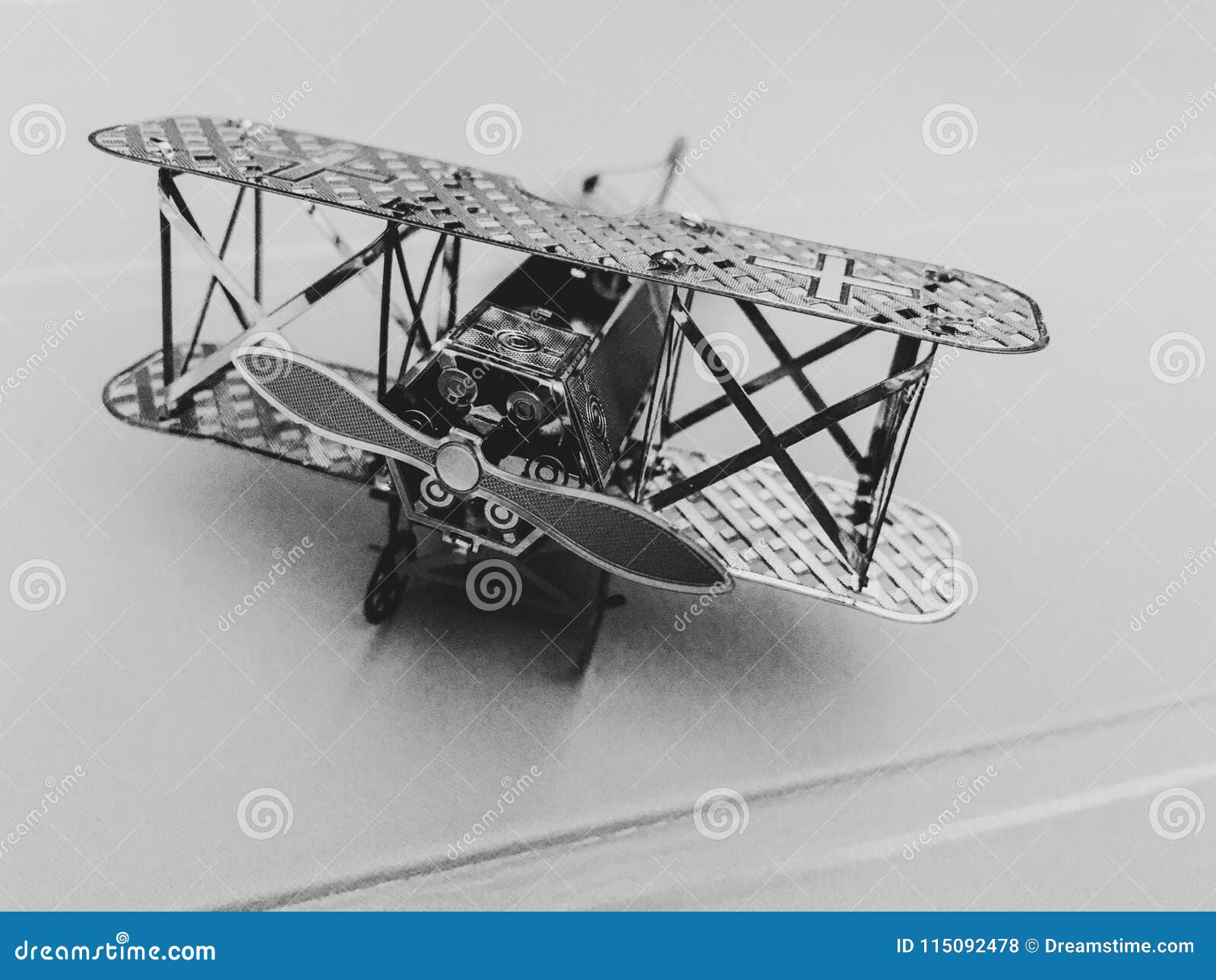 Model Biplane Ready for Take Off Stock Photo - Image of silver, biwing ...