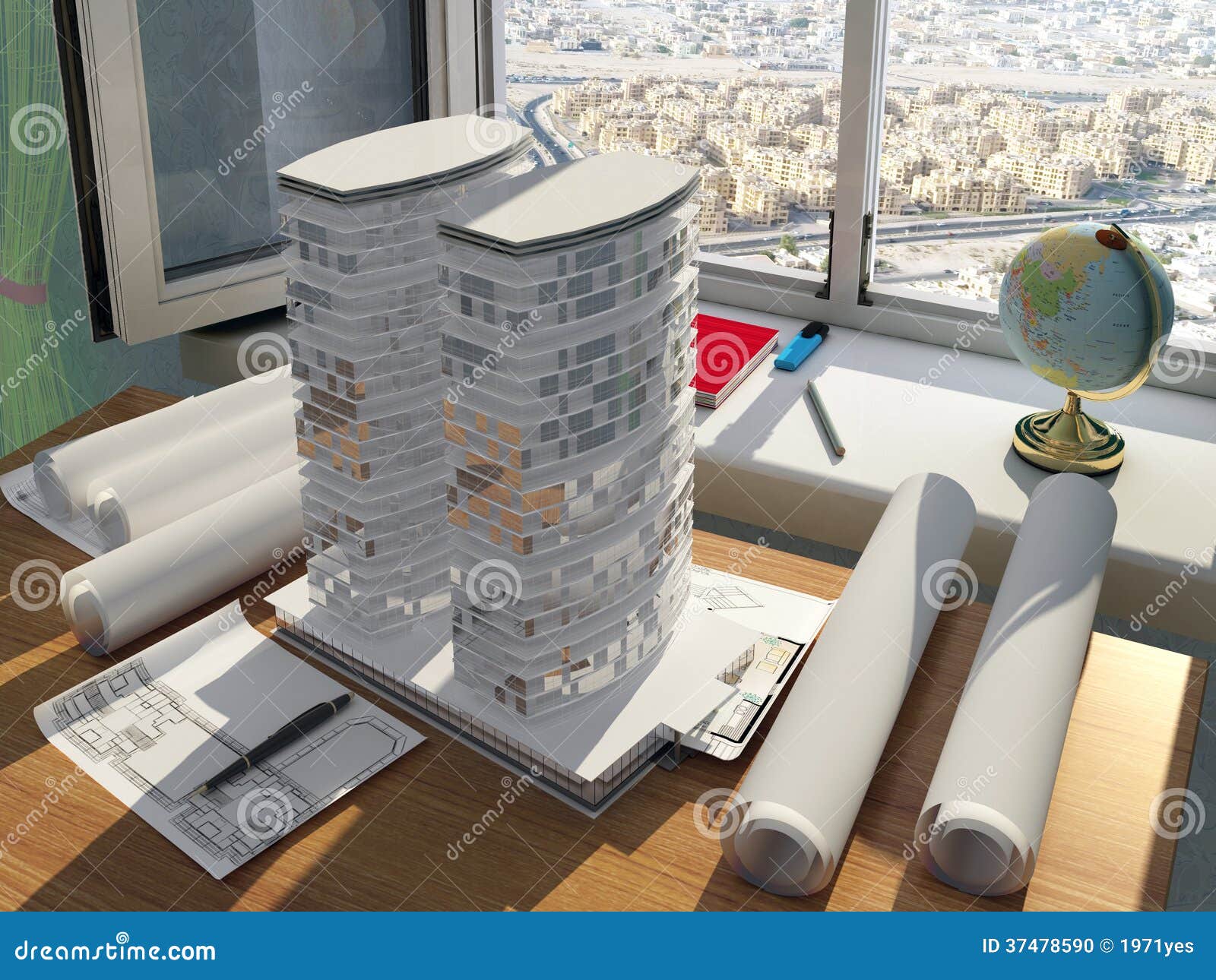 Model skyscraper stock illustration. Illustration of bricks - 37478590