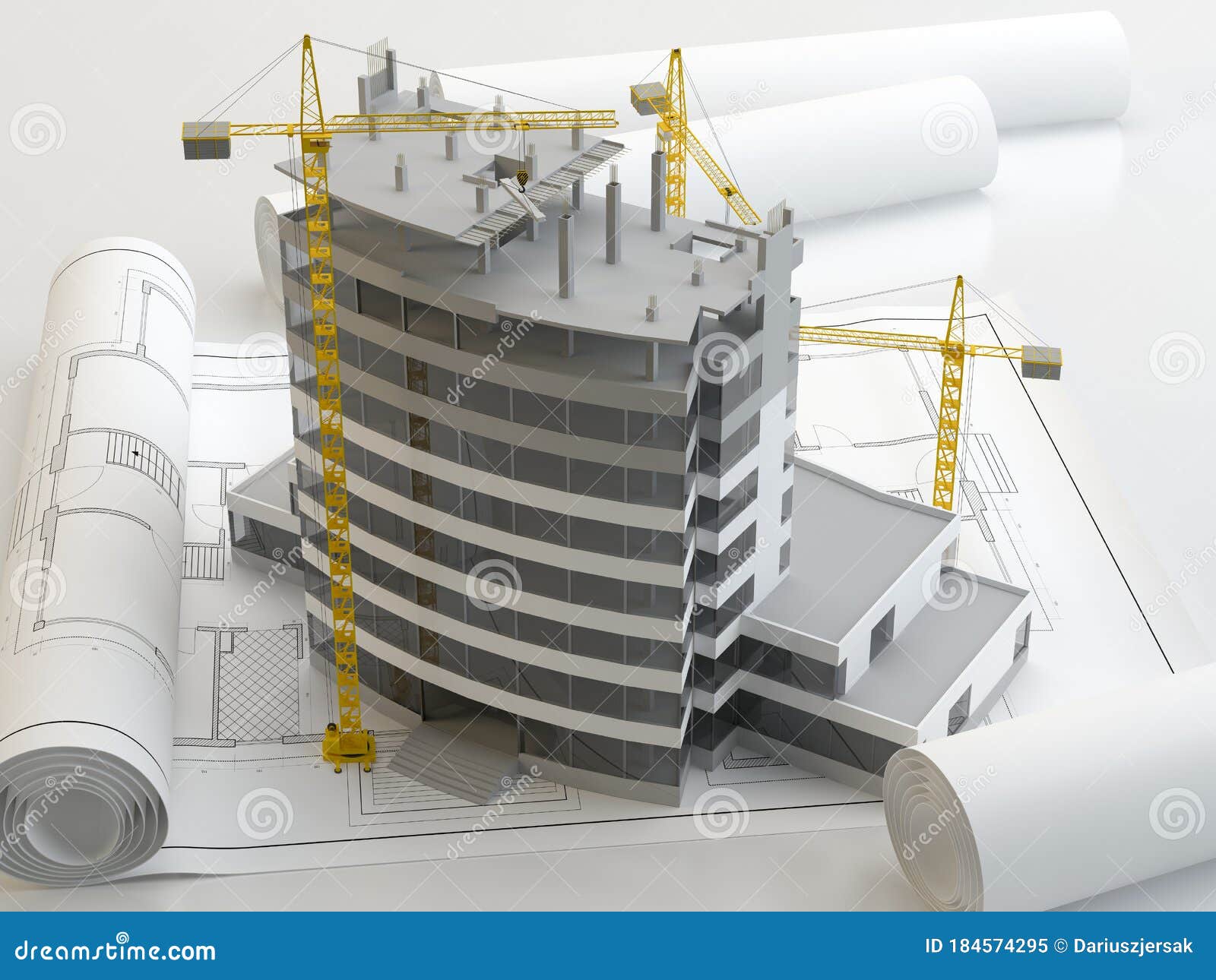 Skyscraper Construction Project, 3d Illustration Stock Illustration ...