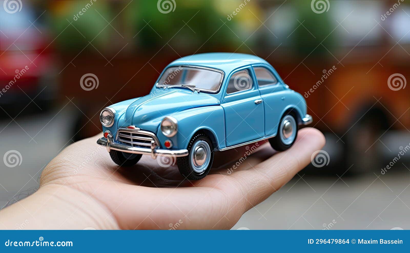 A Model of a Small Car on the Arm. Generated by AI Stock Illustration ...