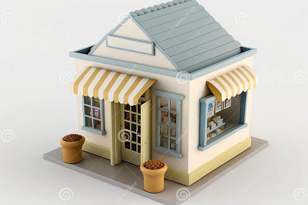 Model of a Small Shop on a White Background. Generative Ai Stock ...