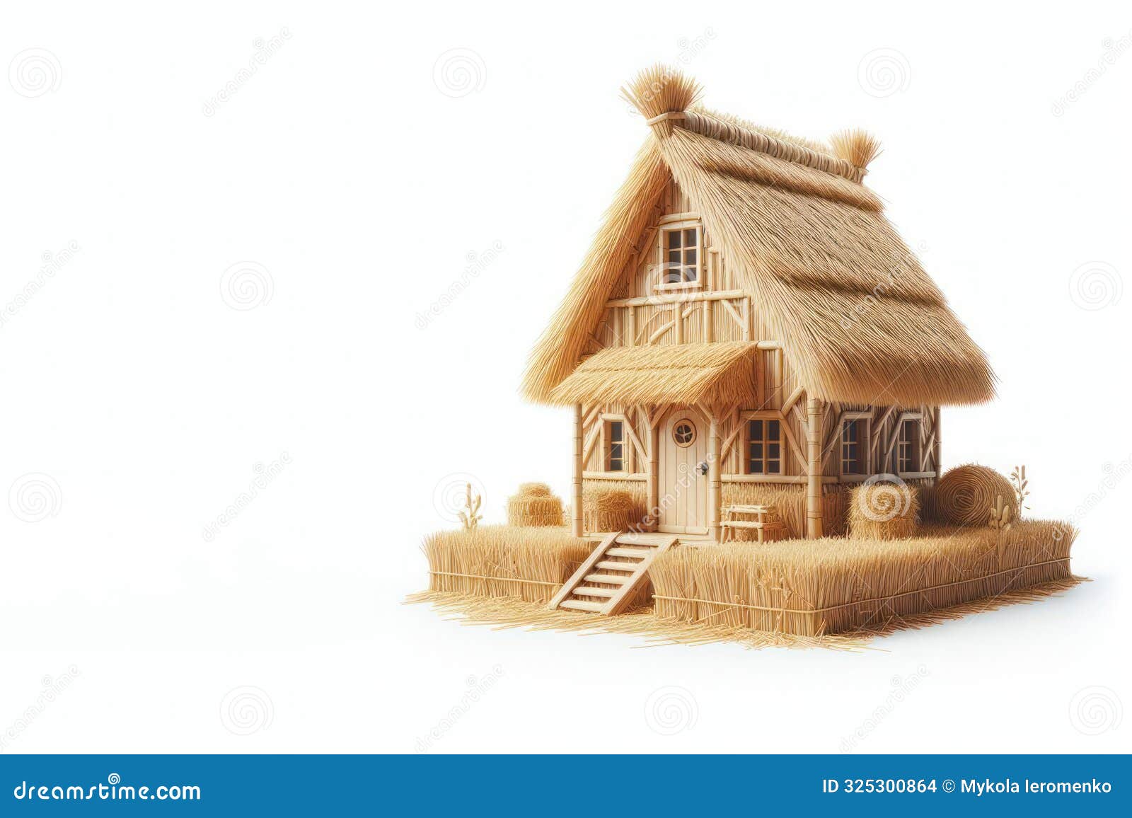 Model of a Small Straw House. Space for Text. Stock Photo - Image of ...