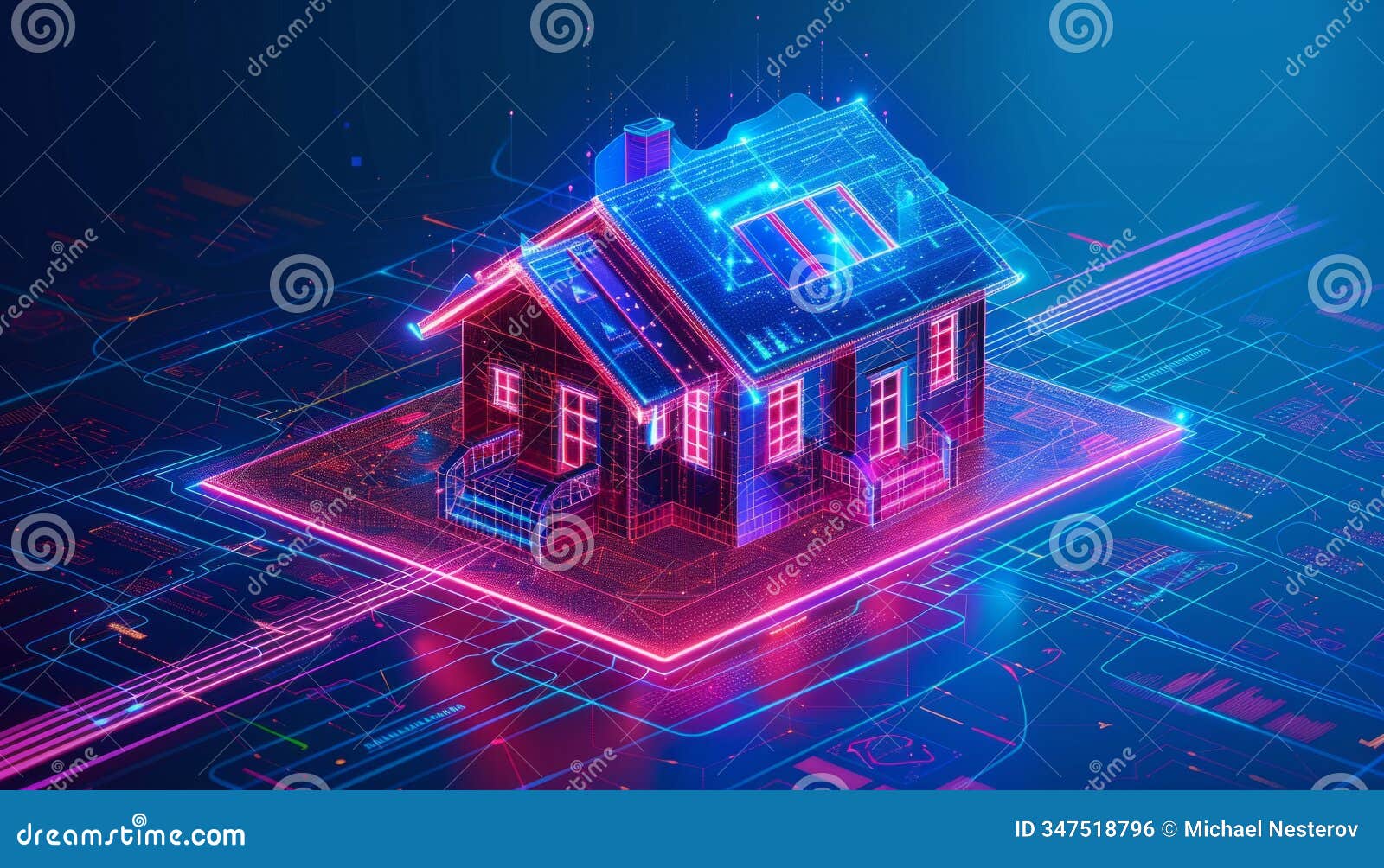 Model of a Smart Home with Luminous Controls Stock Photo - Image of ...