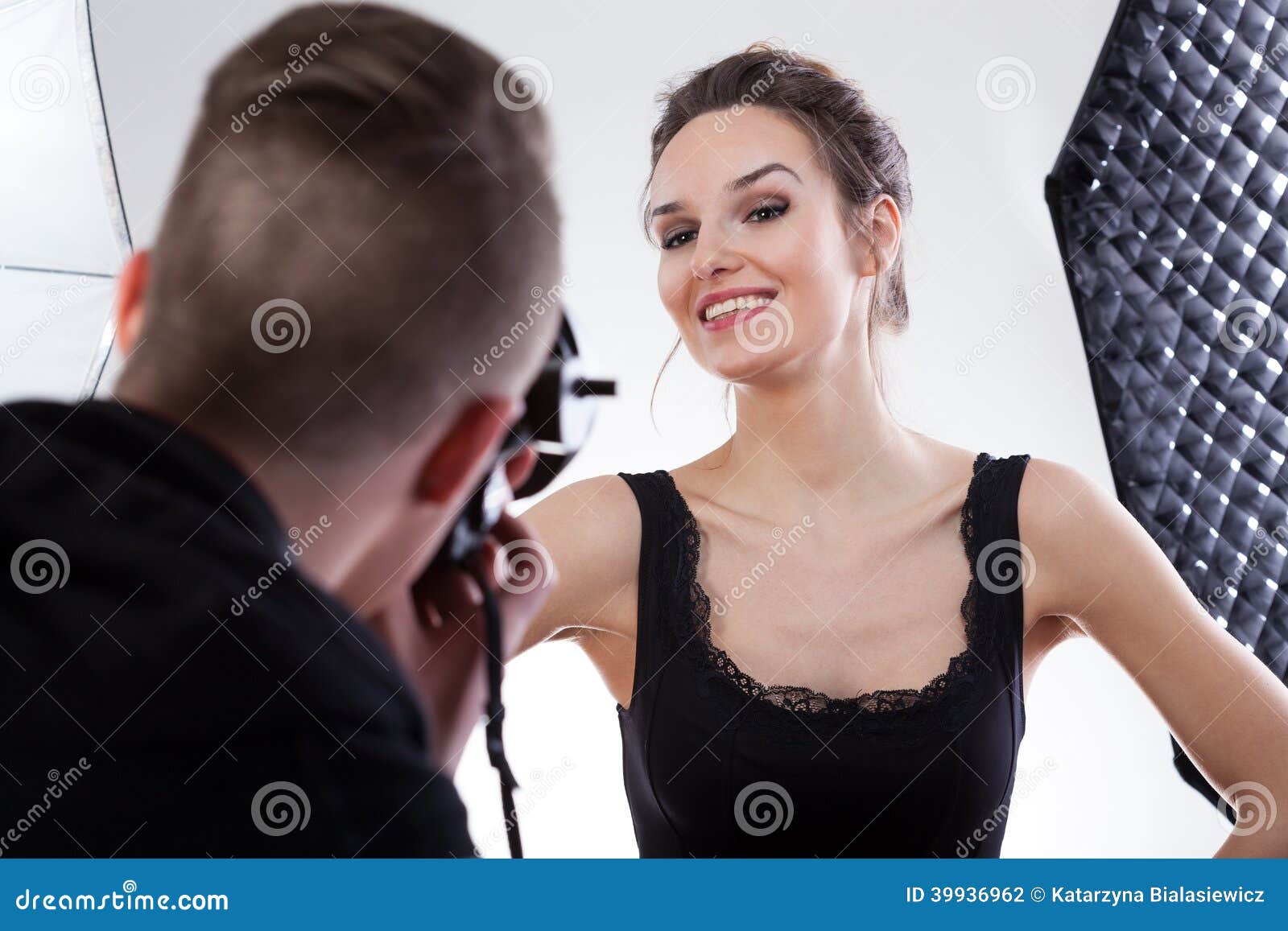 Model smiling to the photo stock photo. Image of digital - 39936962