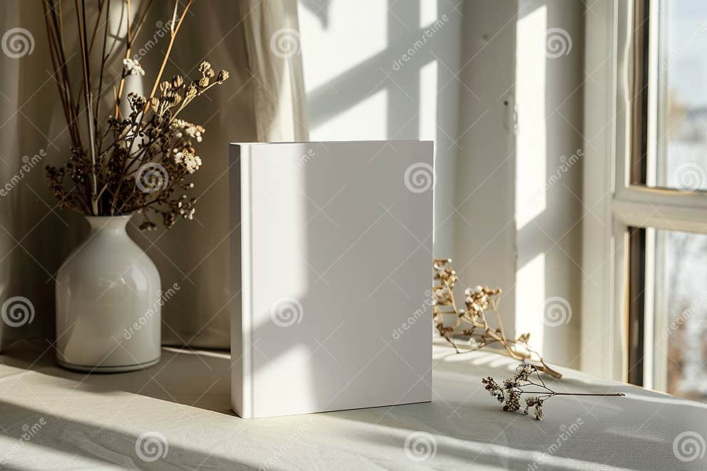 Model of a Square Book with White Cover Vertically, Decoration in the ...