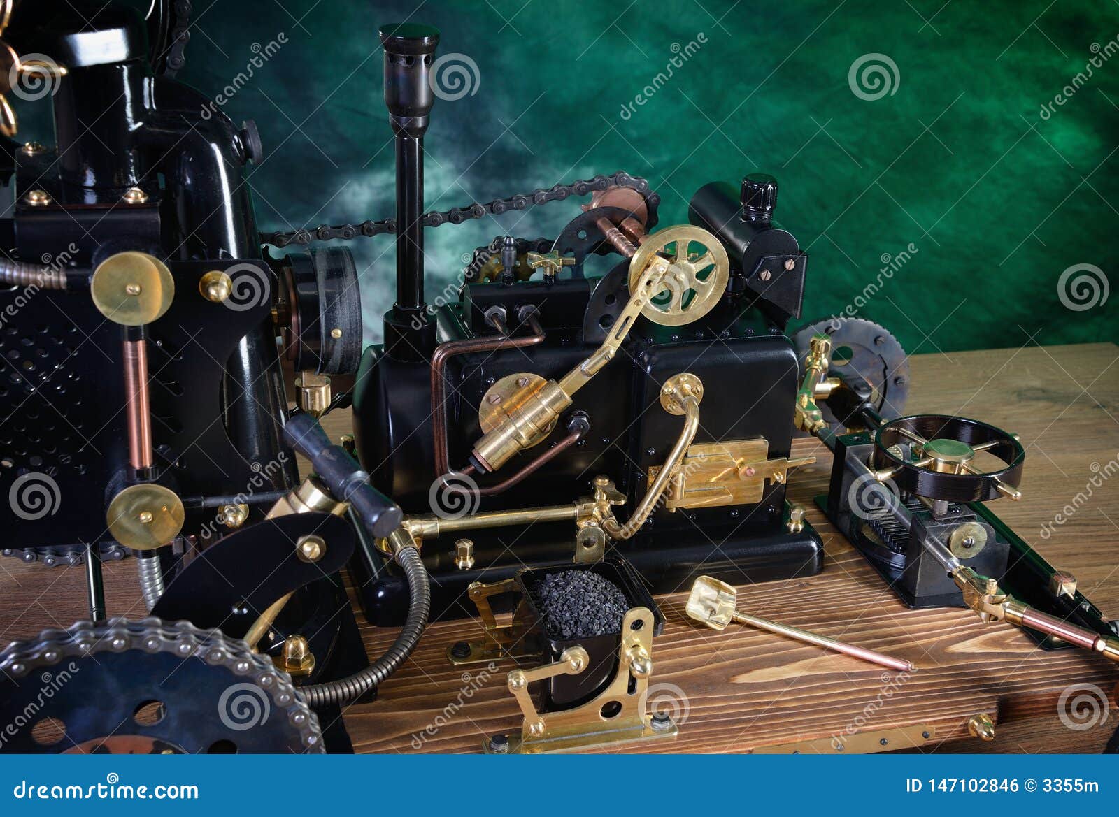 Model of steam engine stock photo. Image of steampunk - 147102846