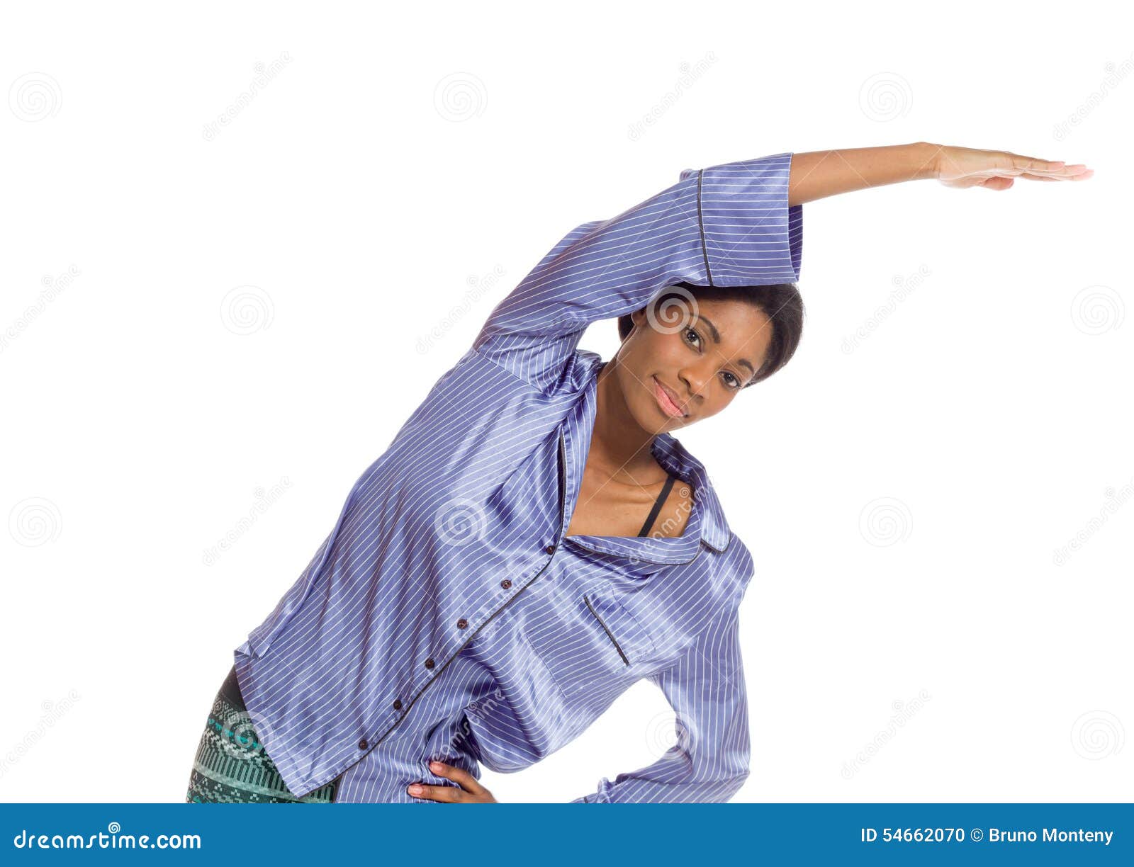 Model Stretching Isolated on White Stock Photo - Image of african ...