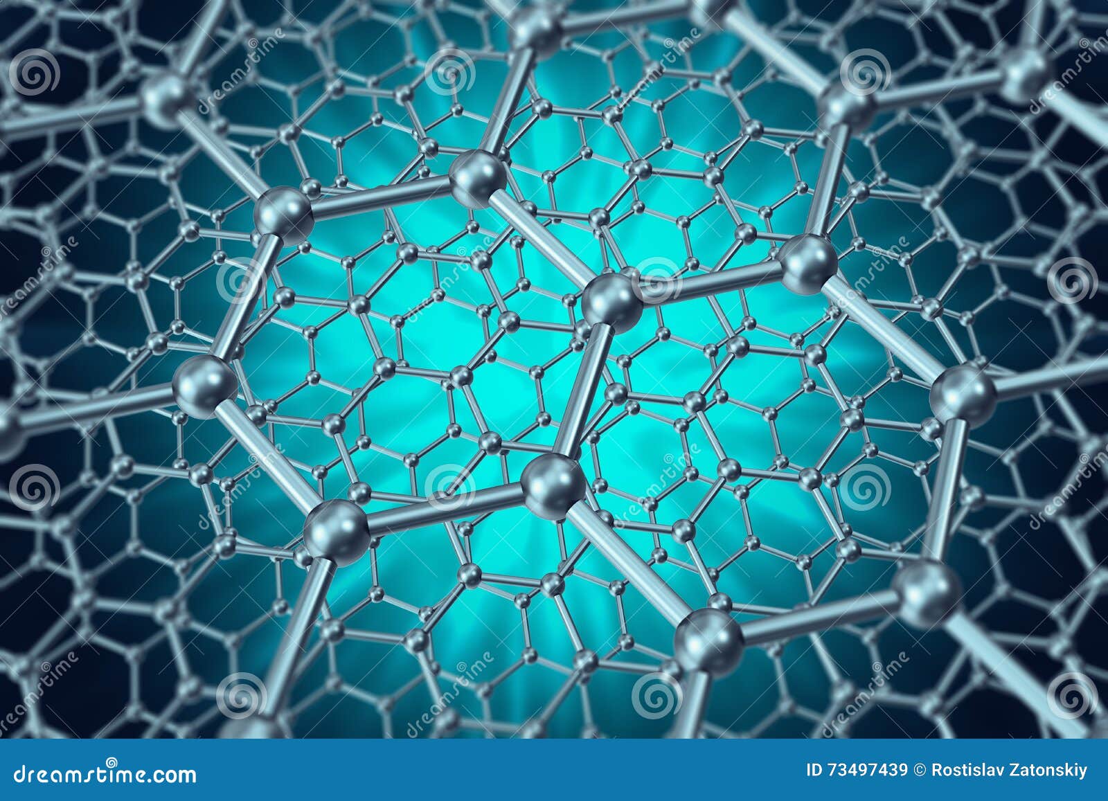 Model Structure of Graphene Sheets on a Blue Background. 3d ...