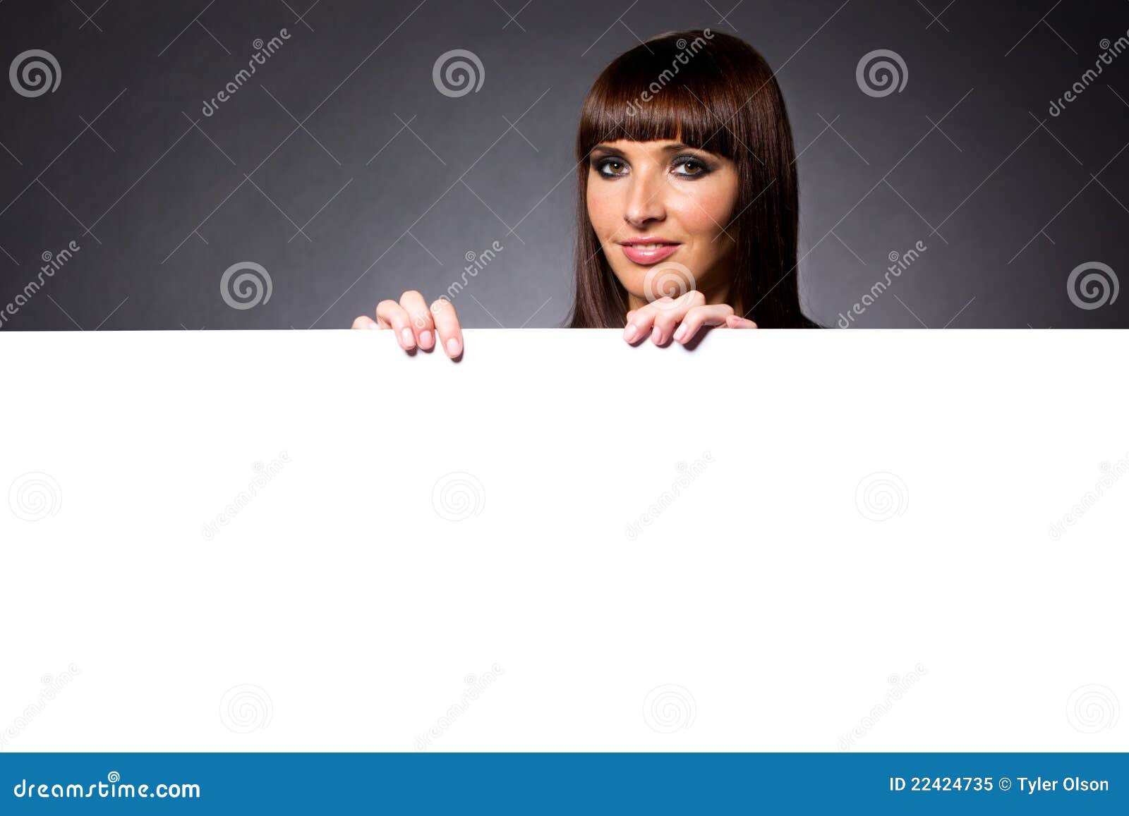Model in Studio Behind Large Blank Sign Stock Image - Image of ...