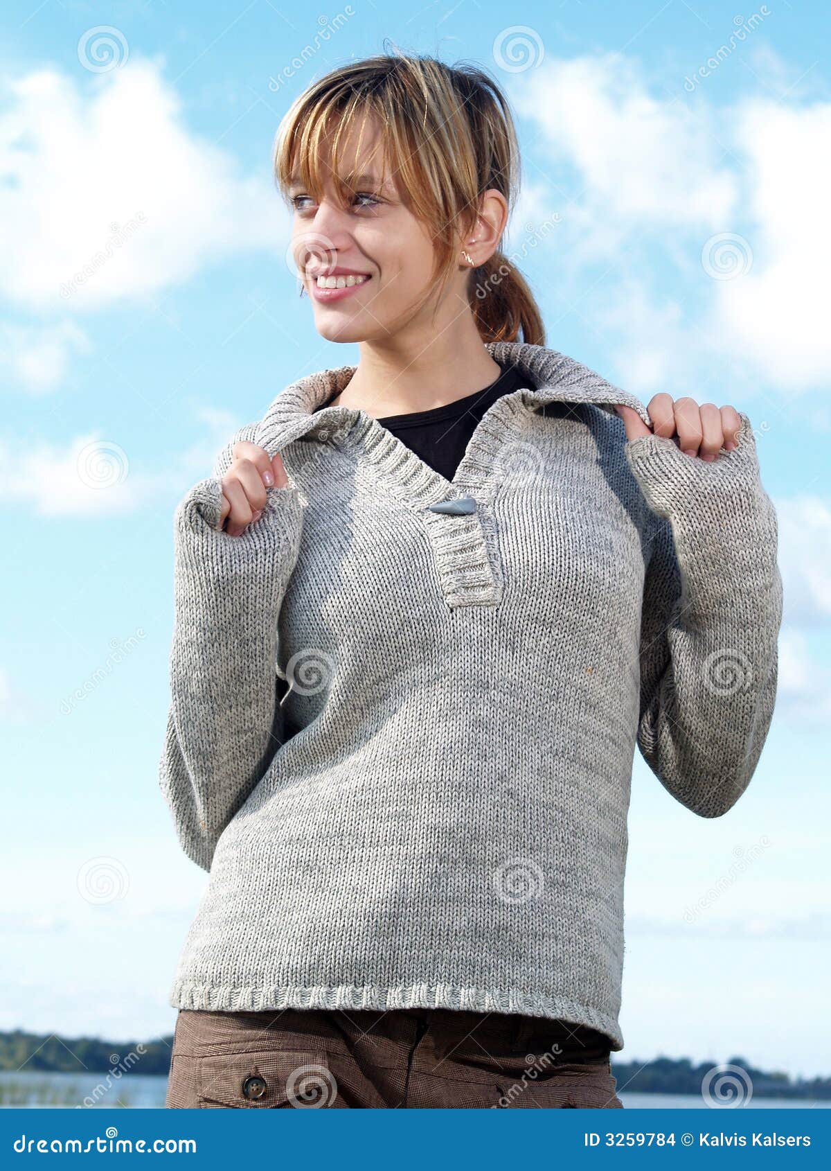 Model with sweater stock photo. Image of pretty, outdoor - 3259784