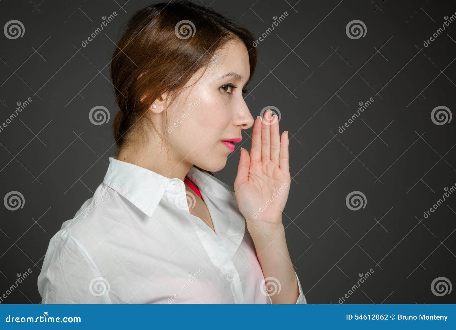 Model Talking Shouting Voice Stock Photo - Image of mouth, manager ...