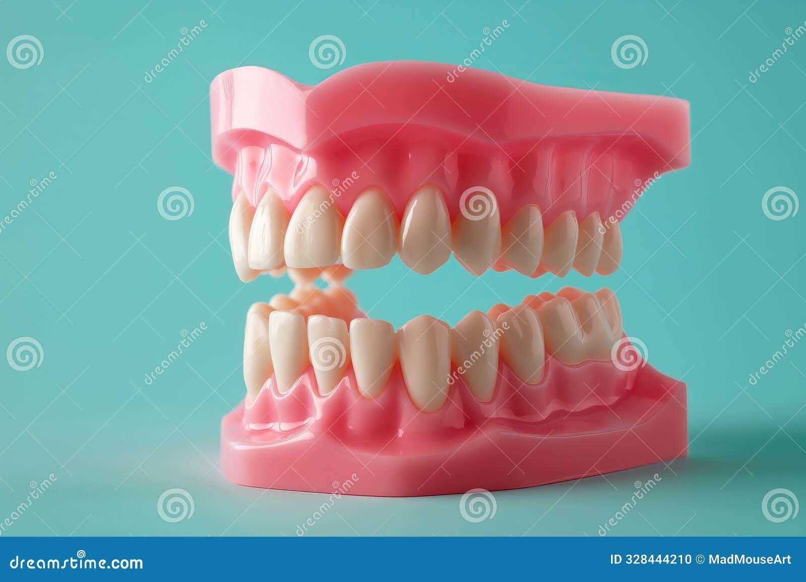 Model of Teeth on Blue Background. Dental Concept Stock Illustration ...