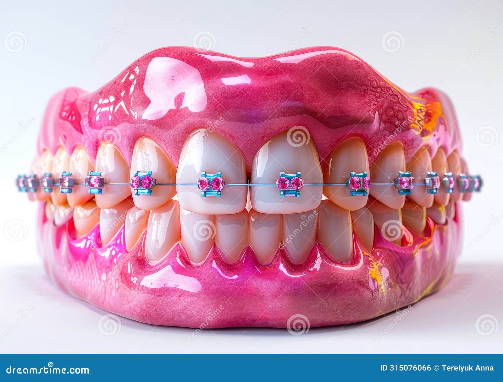 Model of Teeth with Braces on White Background Stock Photo - Image of ...