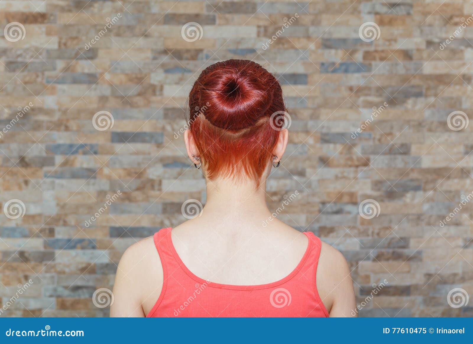 Model with Topknot and Hidden Undercut Stock Image - Image of cheerful ...