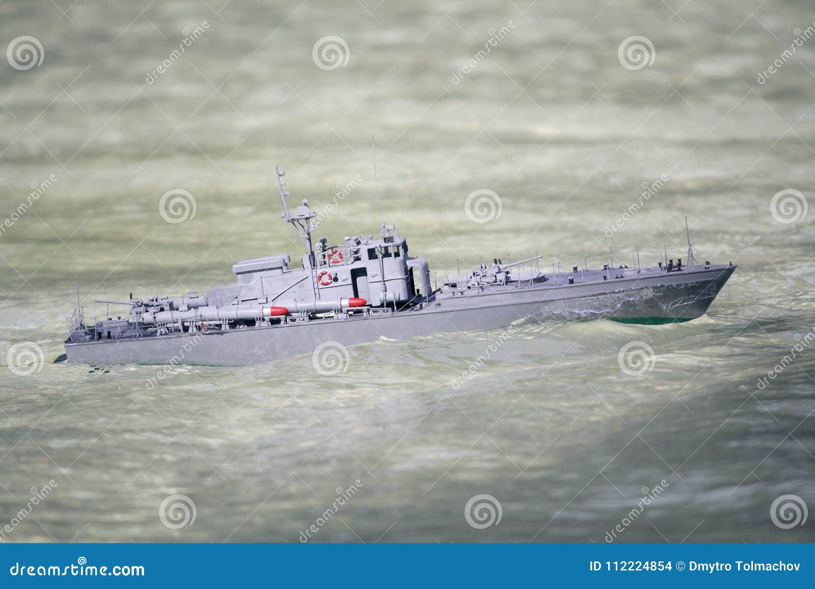 Model of the Torpedo Boat Floats in the Basin Stock Photo - Image of ...