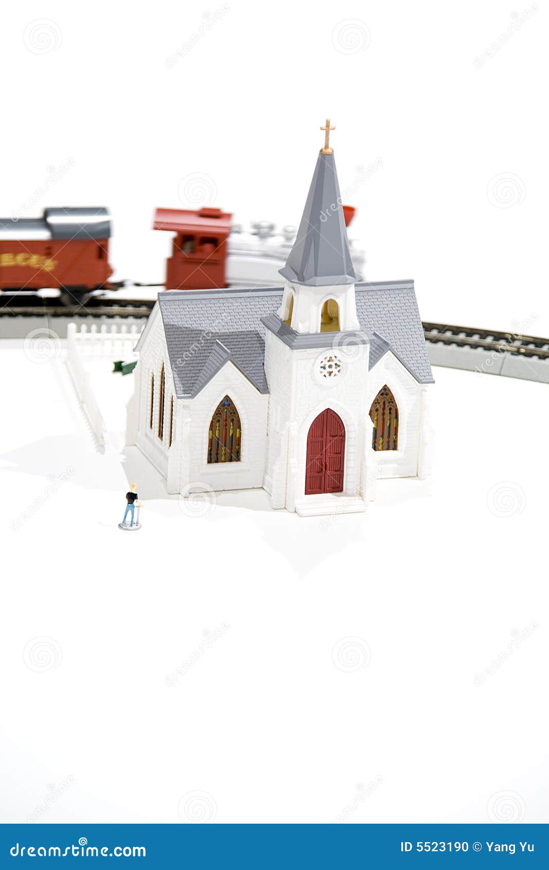 Model train passing church stock photo. Image of wagon - 5523190