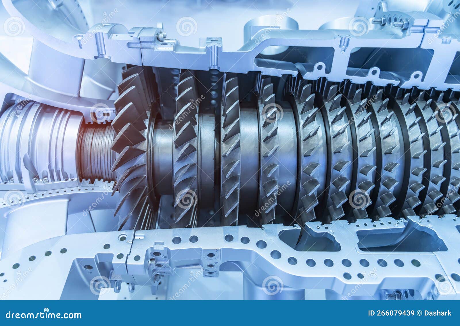 Turbine Engine with Longitudinal Section for Studying Arrangement of ...