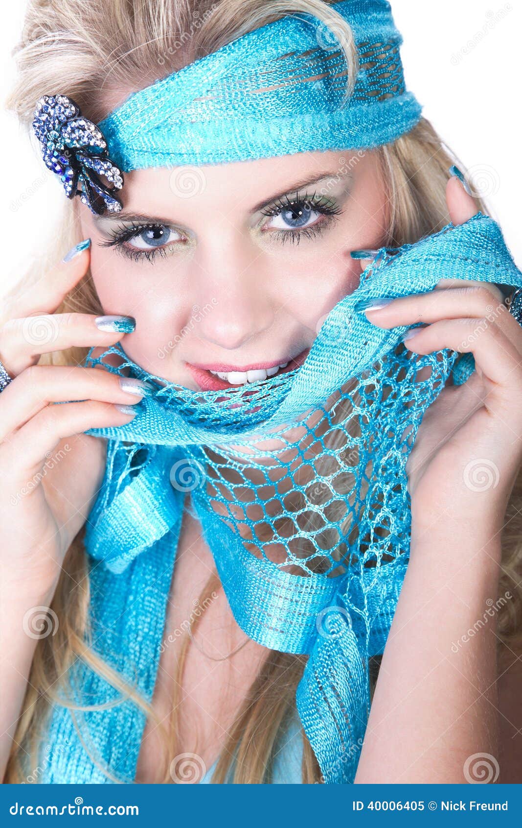 Model with Turquoise Colors Stock Image - Image of closeup, background ...