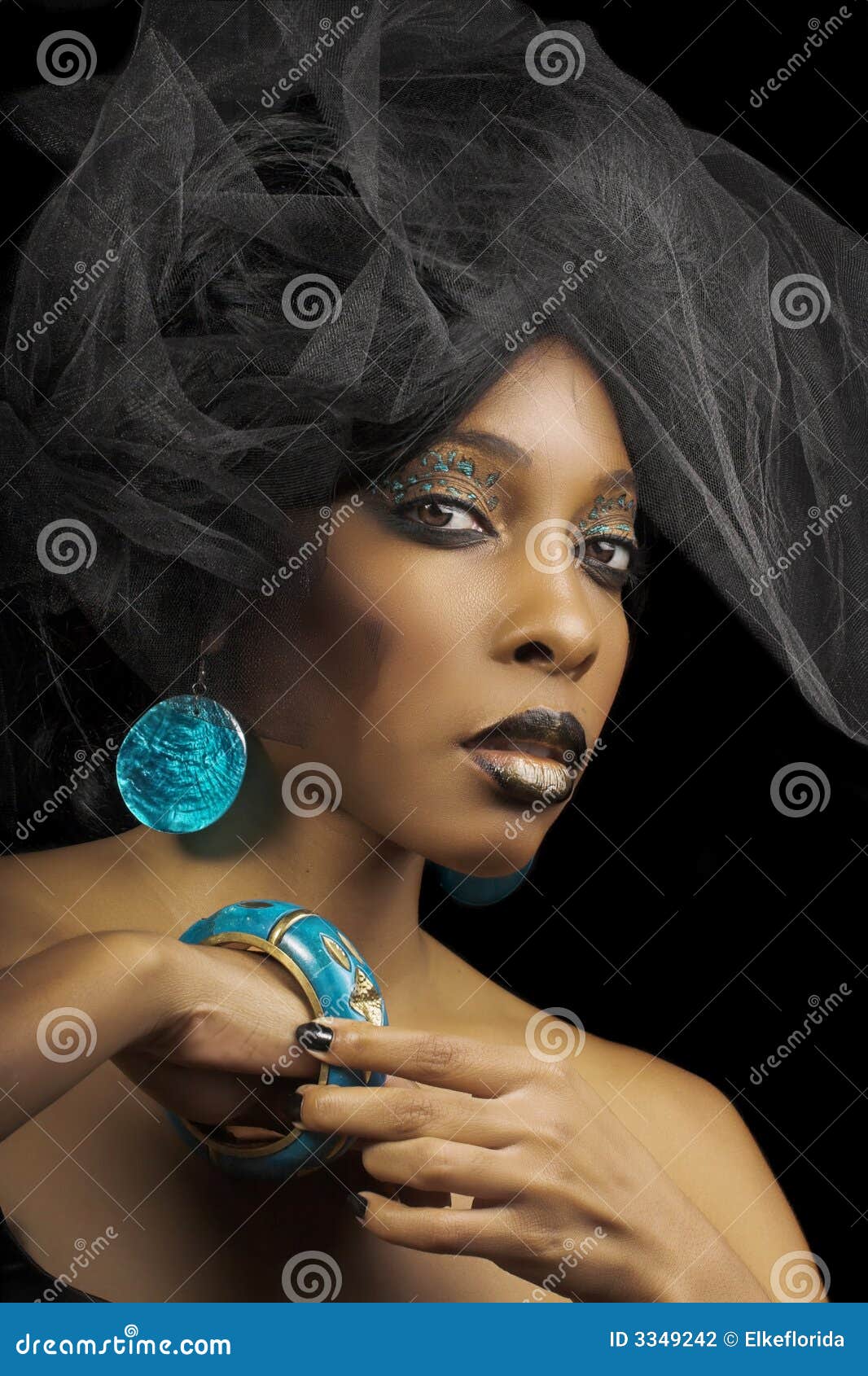 Model with Turquoise Jewelry Stock Photo - Image of earring, fabric ...