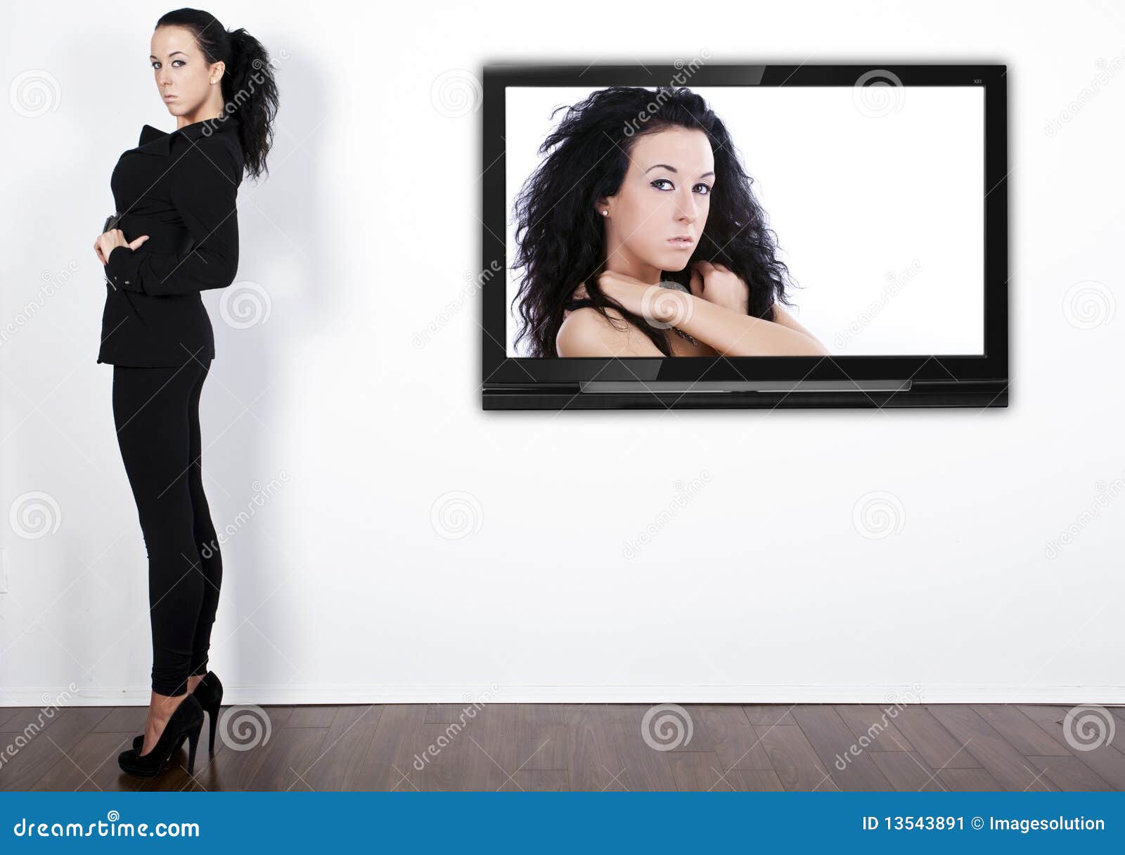 Model on TV stock image. Image of elegance, model, girl - 13543891