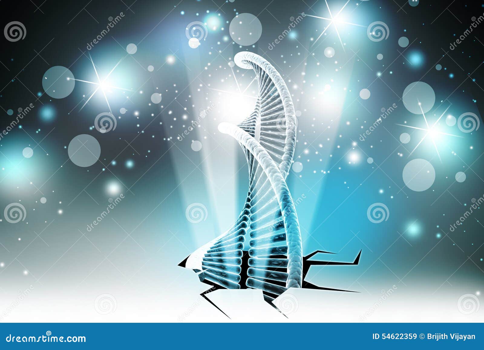 Model of Twisted Chrome DNA Chain in Broken Floor Stock Illustration ...