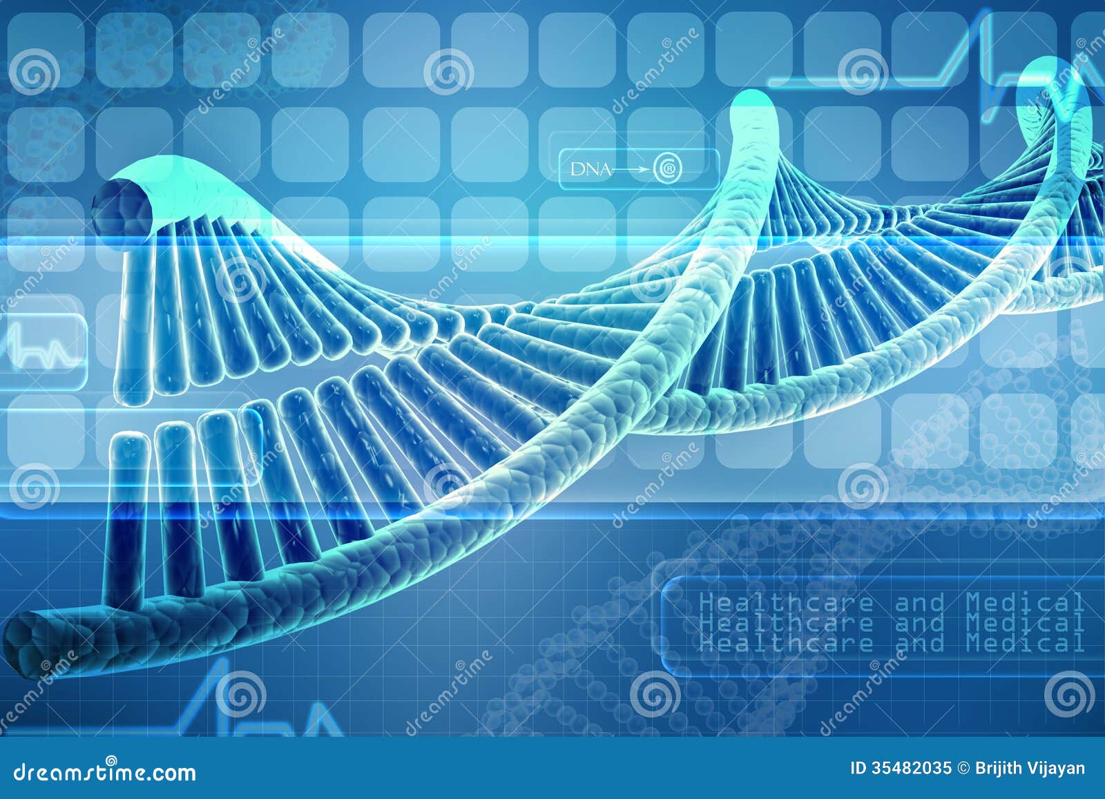 Model of Twisted DNA Chain Isolated on Blue Stock Illustration ...