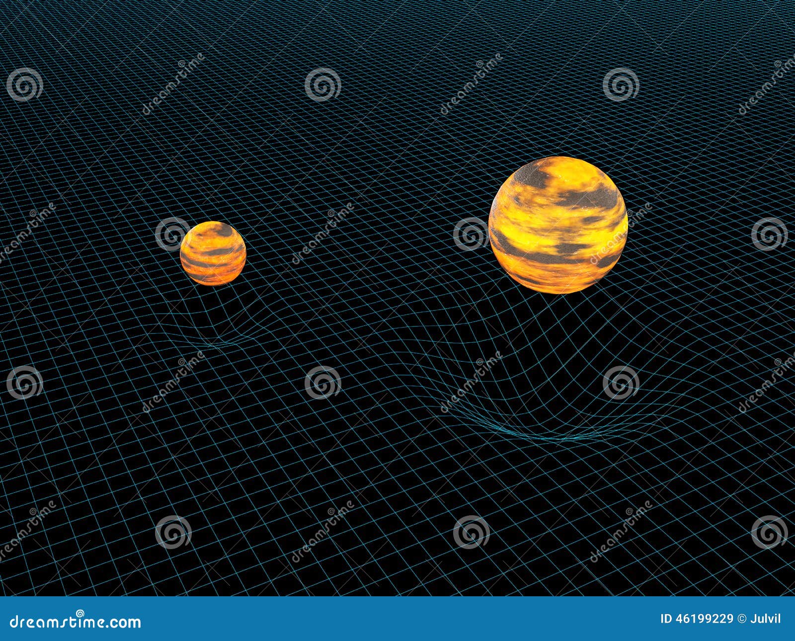 Model of Two Objects and Their Gravitation Stock Illustration ...