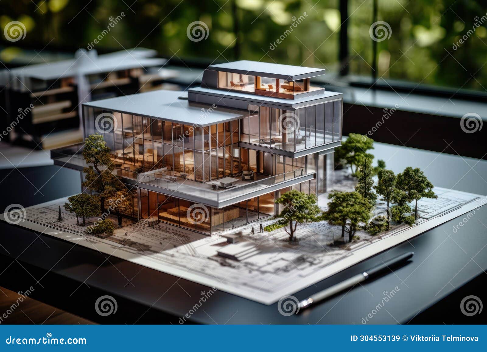 A Model of a Two-storey House in a Modern Style on the Architect S Desk ...