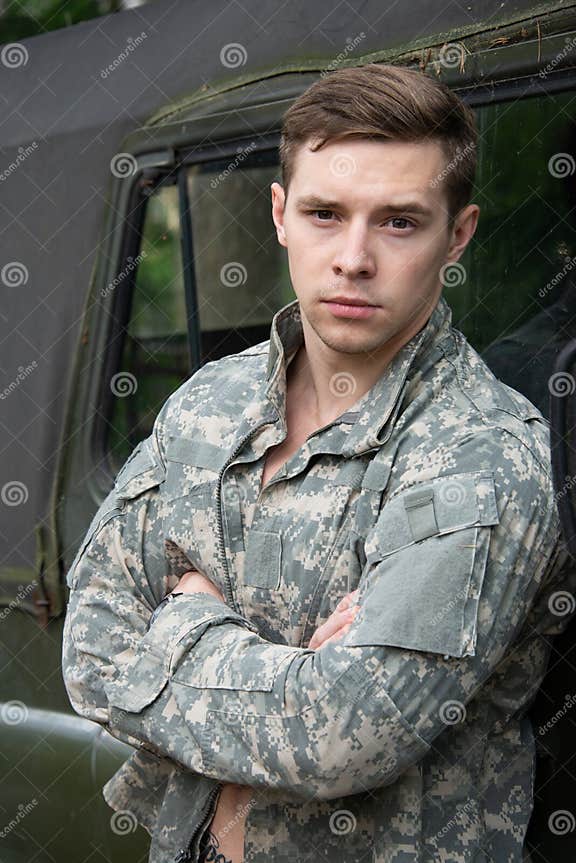 Model in uniform stock image. Image of confident, face - 335500599