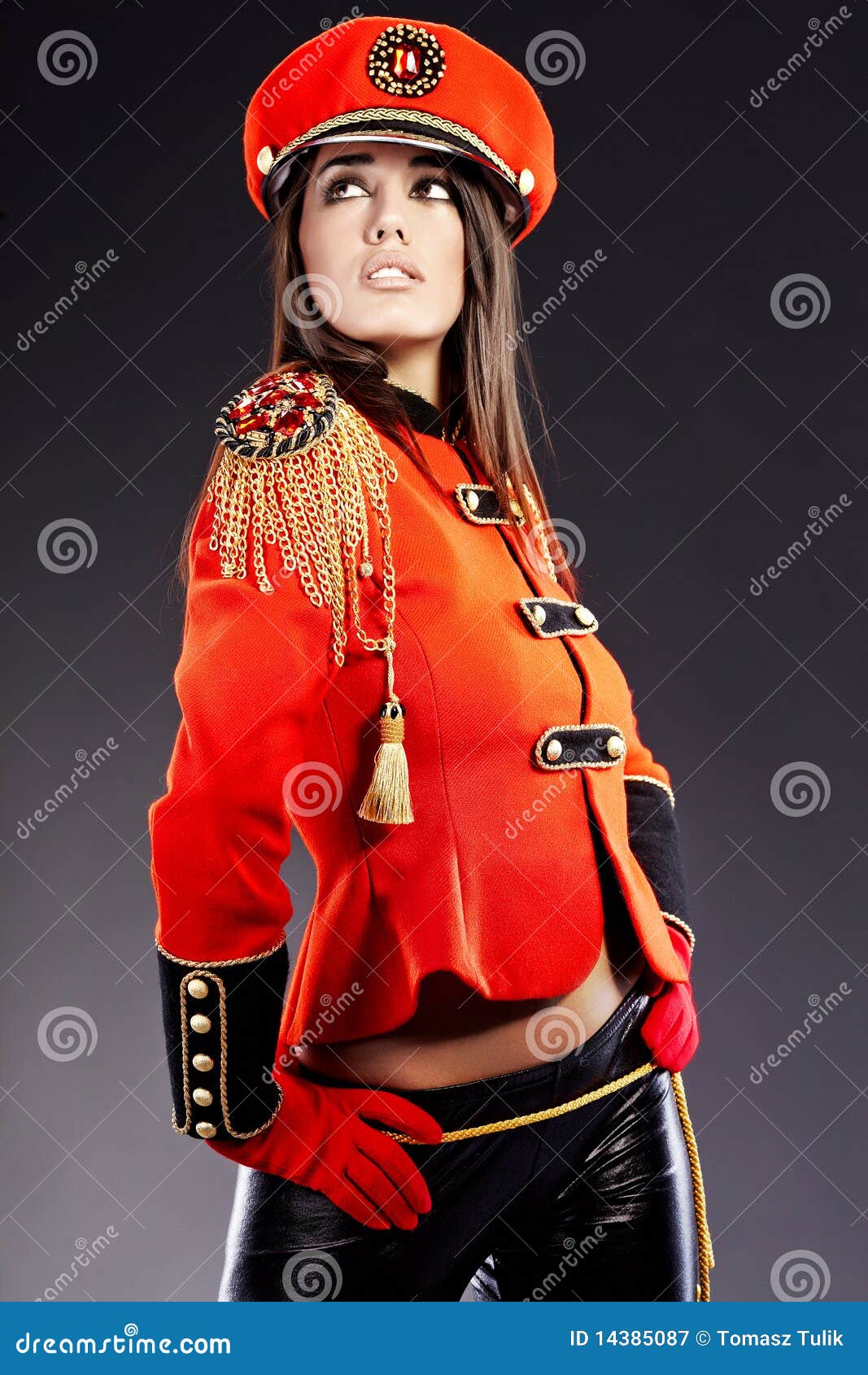 Model Wearing Glamour Uniform Stock Image - Image of retro, glamour ...