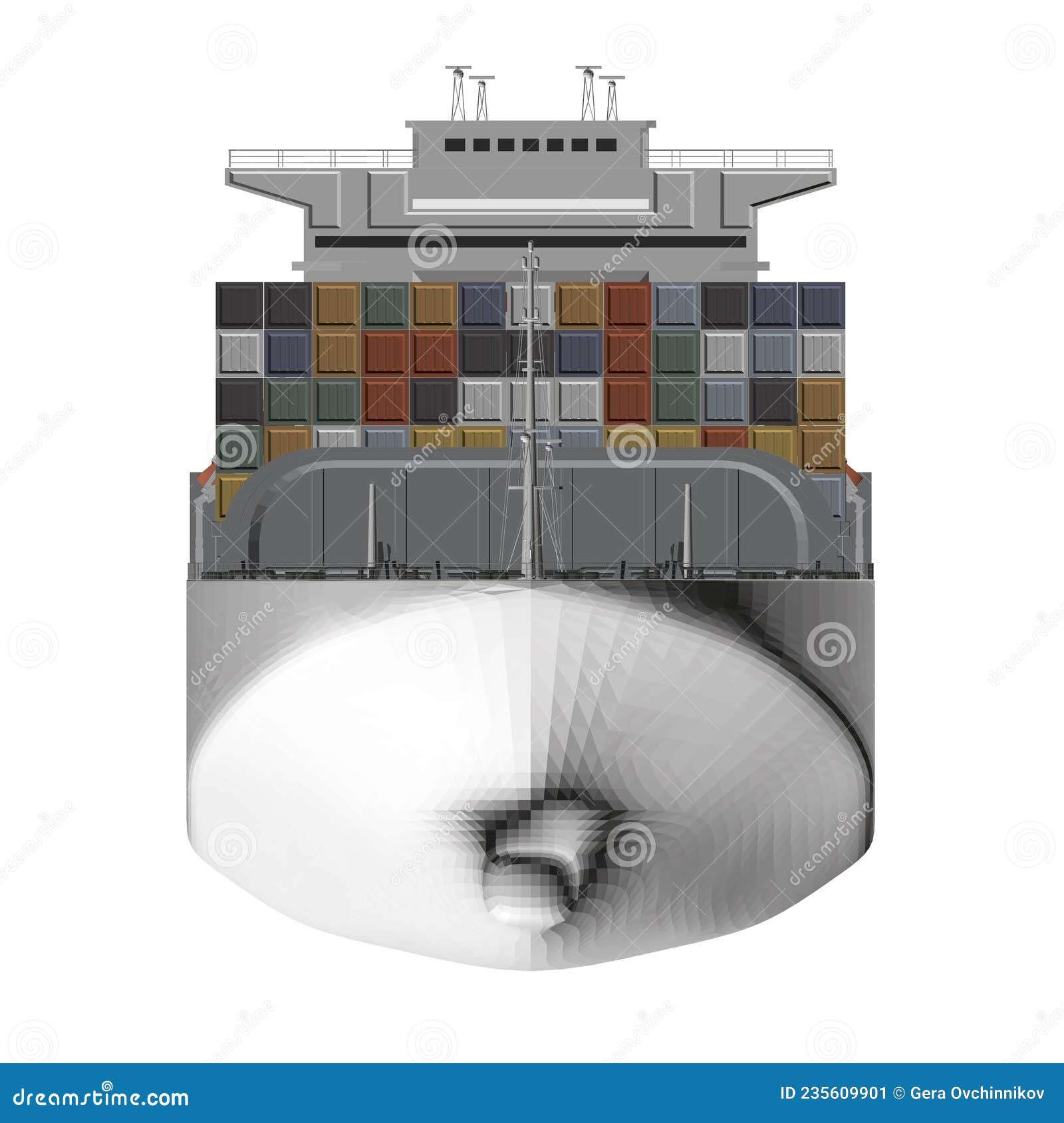 Model of a White Large Ship Loaded with Colorful Containers Isolated on ...