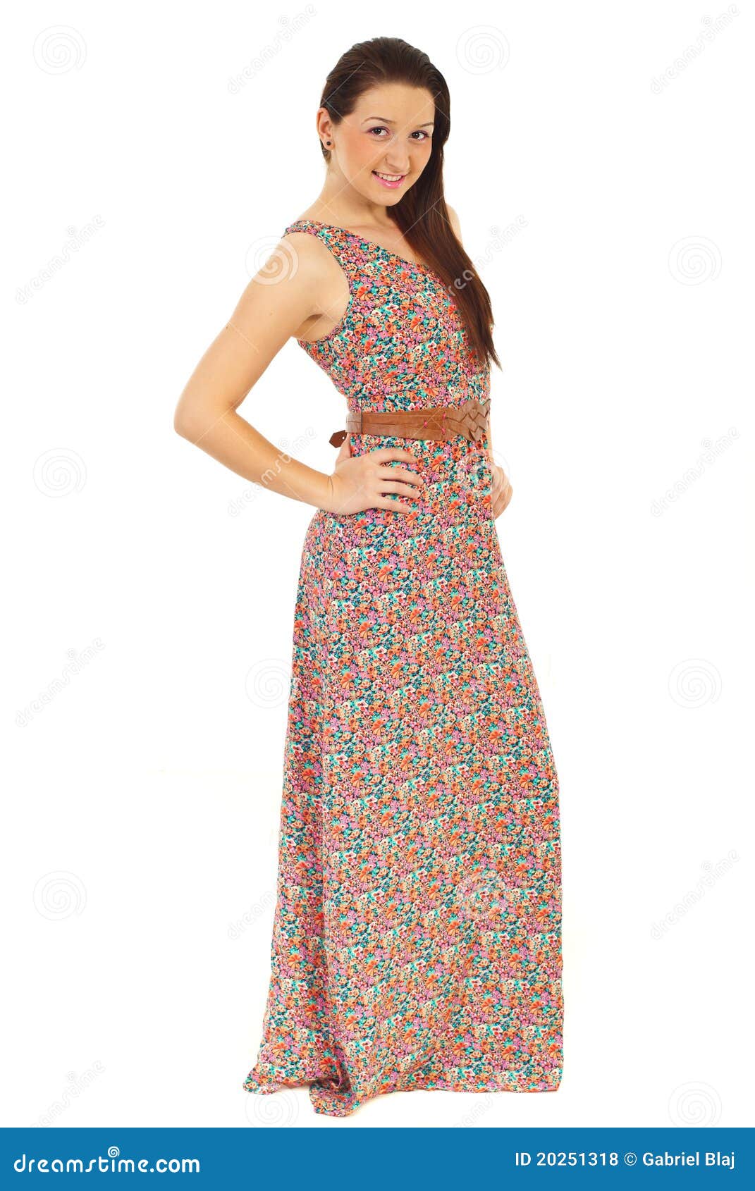 Model Woman in Long Summer Dress Stock Photo - Image of beauty, elegant ...