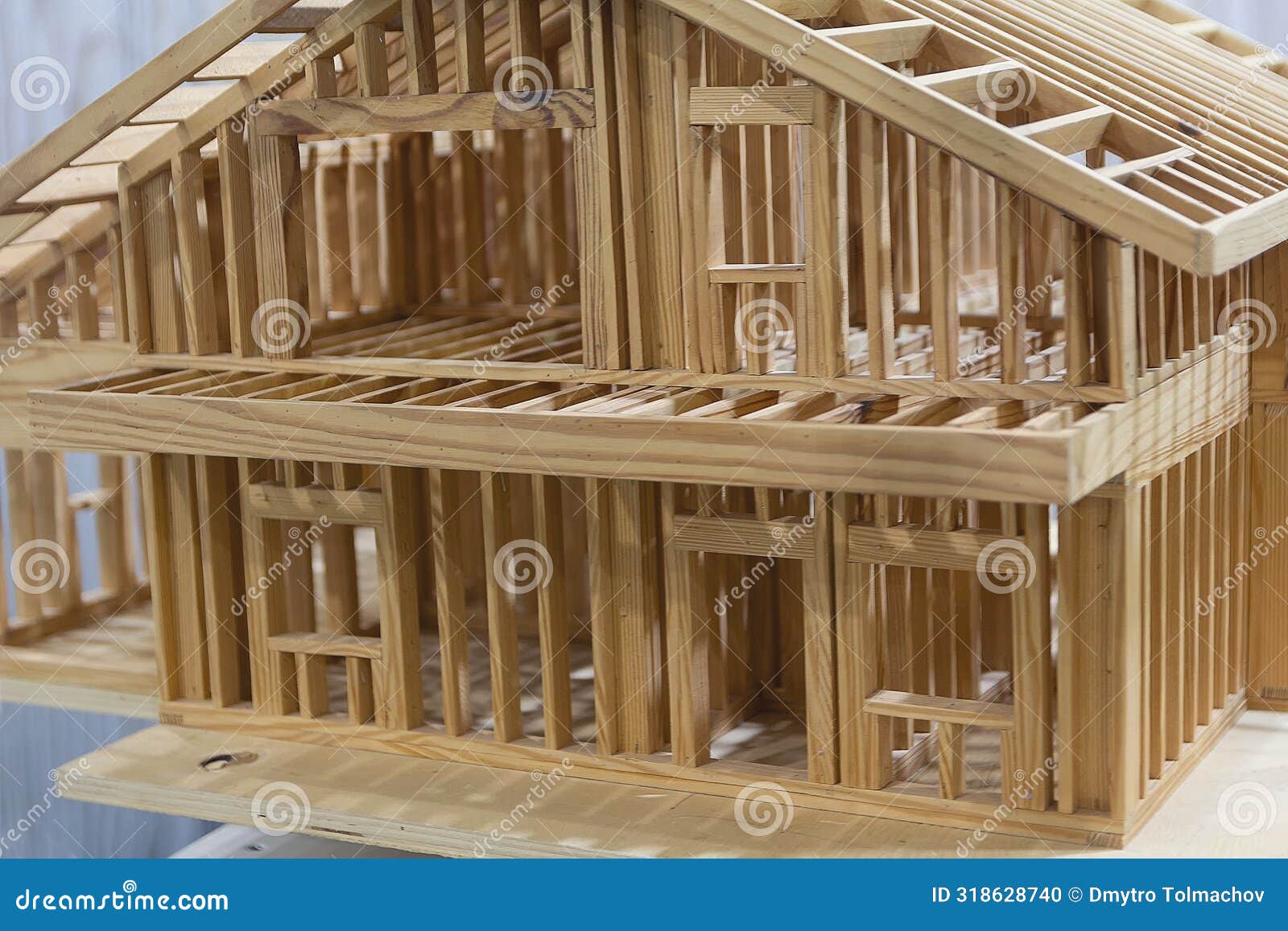 Model of a Wooden House Frame in an Architect S Office Stock Photo ...