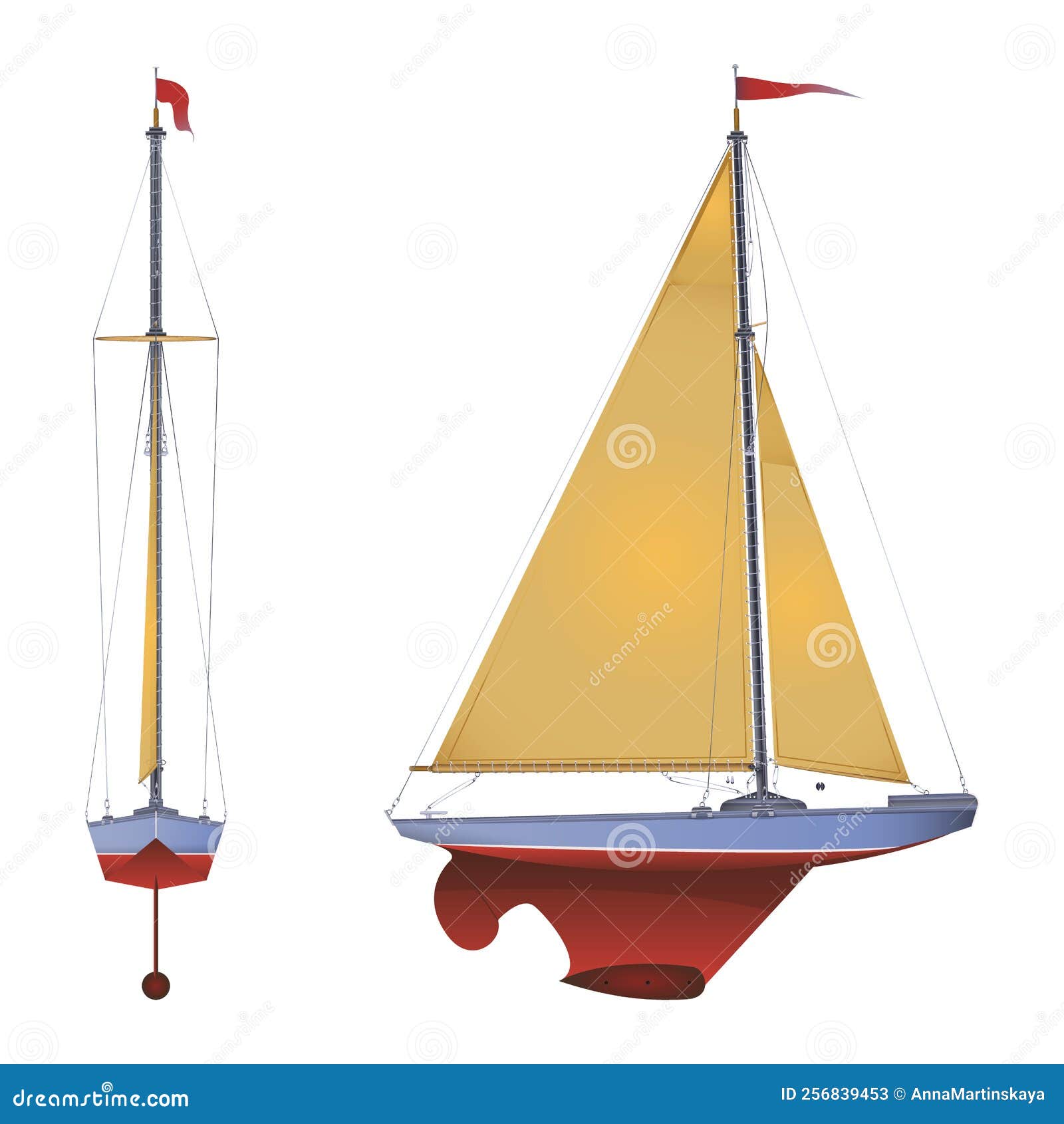 Model Yacht a-class. Front and Side View Stock Vector - Illustration of ...