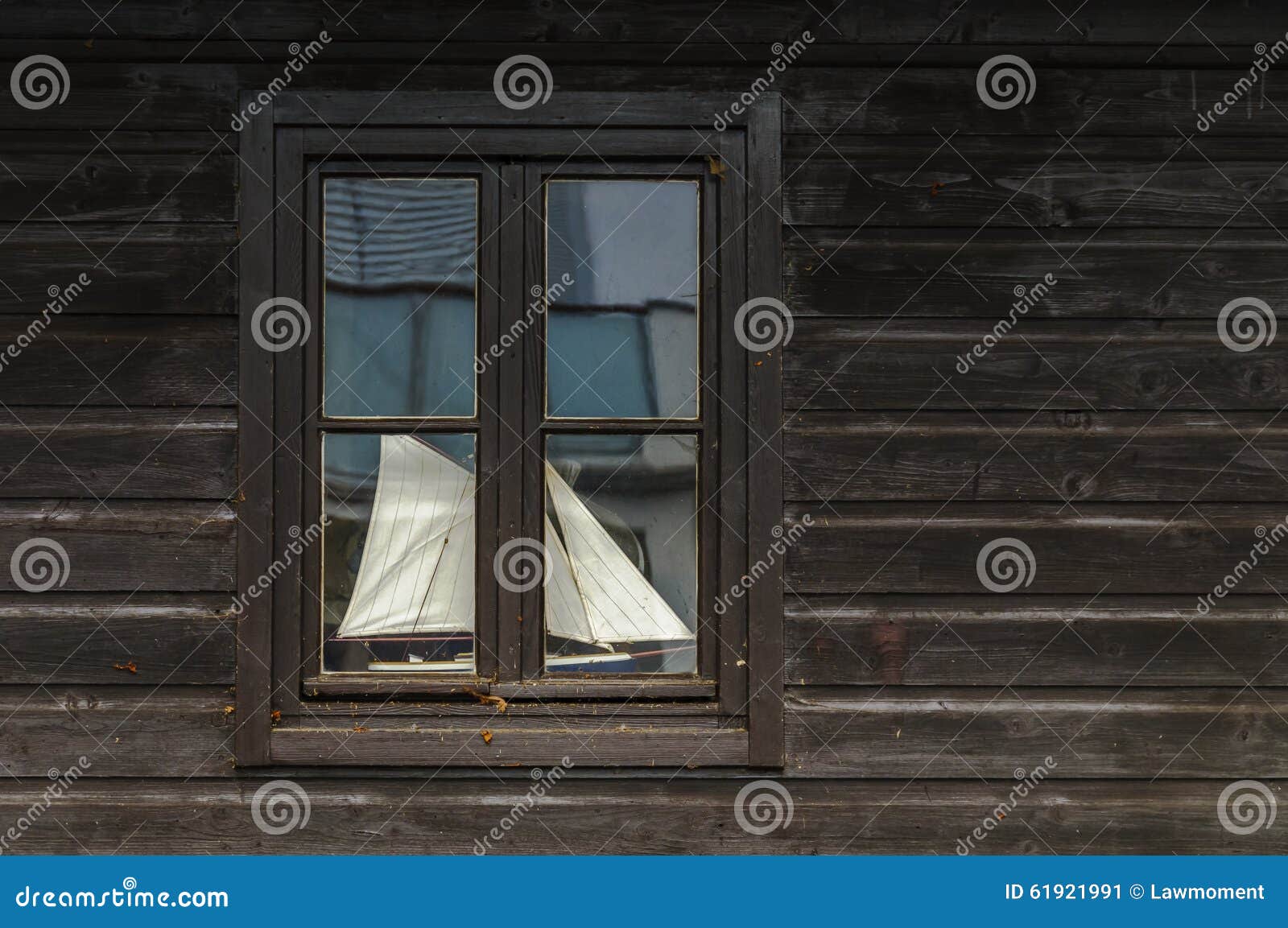Model Yacht with White Sales Behind a Window Editorial Photo - Image of ...