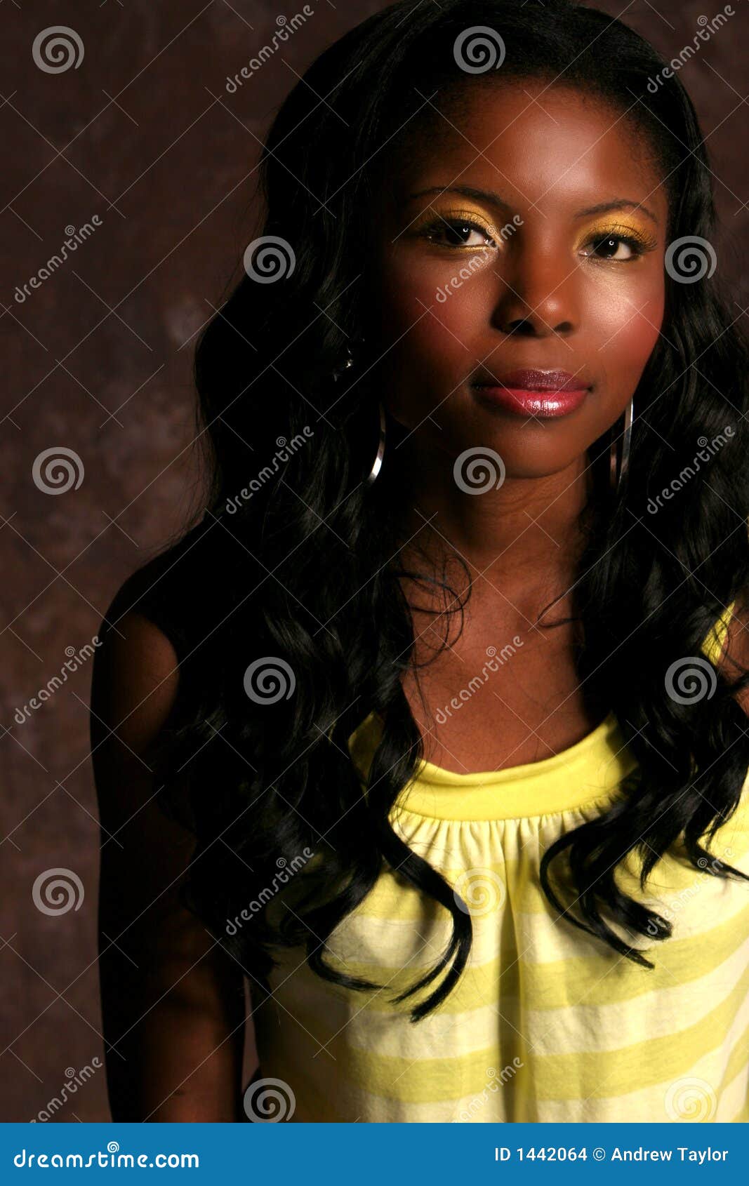 Model in Yellow portrait stock photo. Image of brown, skin - 1442064