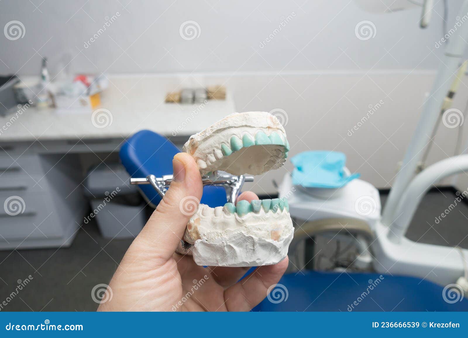 Modeling of Artificial Teeth on a Plaster Model Stock Image - Image of ...