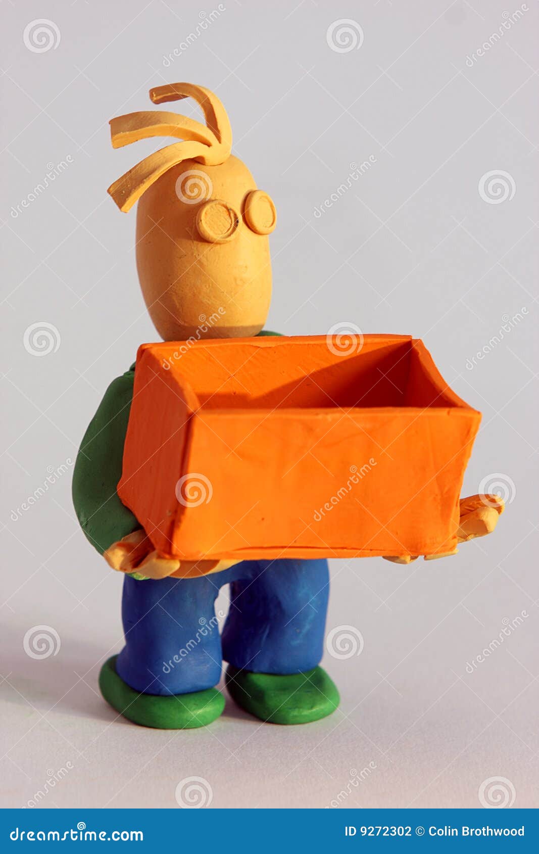 Modeling Clay Man with Box stock photo. Image of clay - 9272302