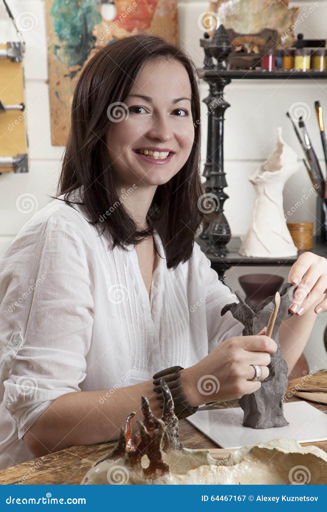 Modeling a clay sculpture stock image. Image of people - 64467167